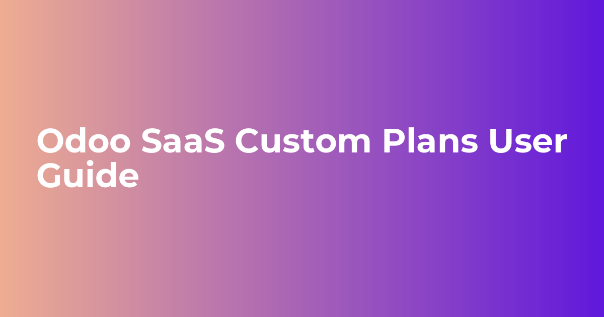 Odoo Saas Custom Plans