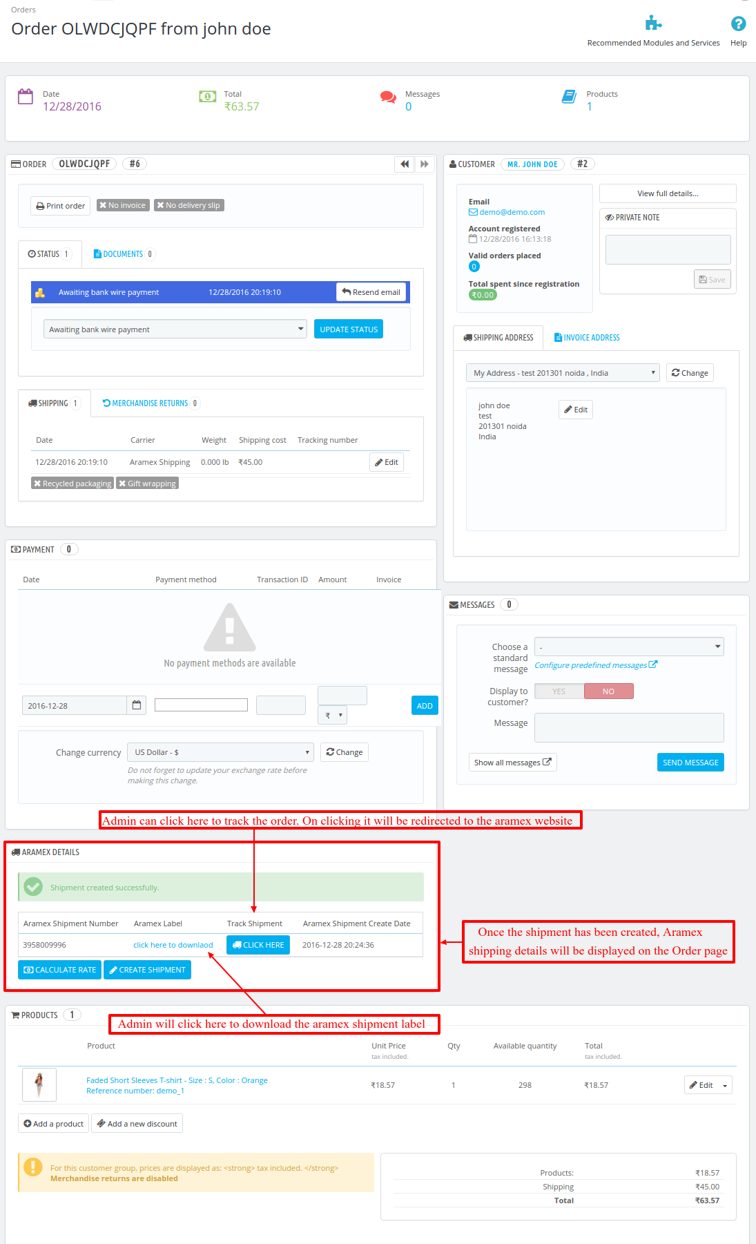 Prestashop Aramex Shipping | Aramex Shipment Extension